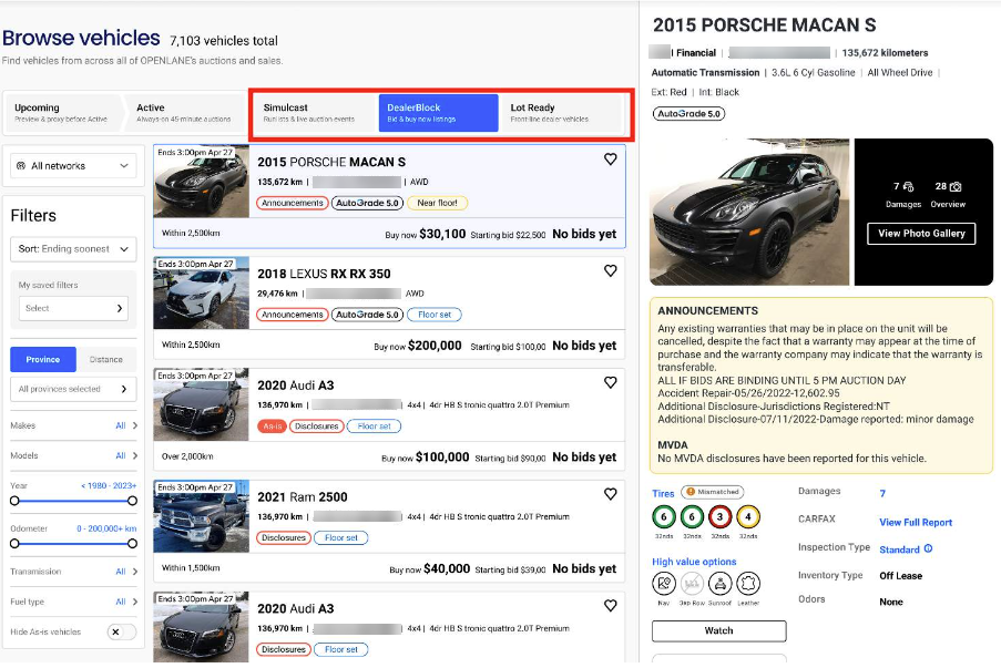 OPENLANE Sale Formats