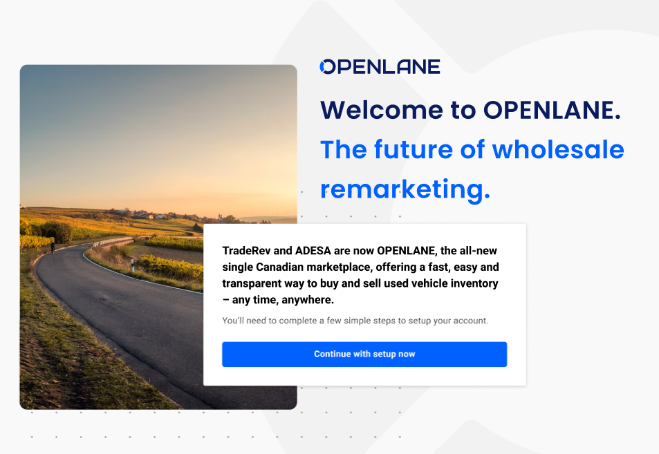 Accessing OPENLANE.ca for the first time