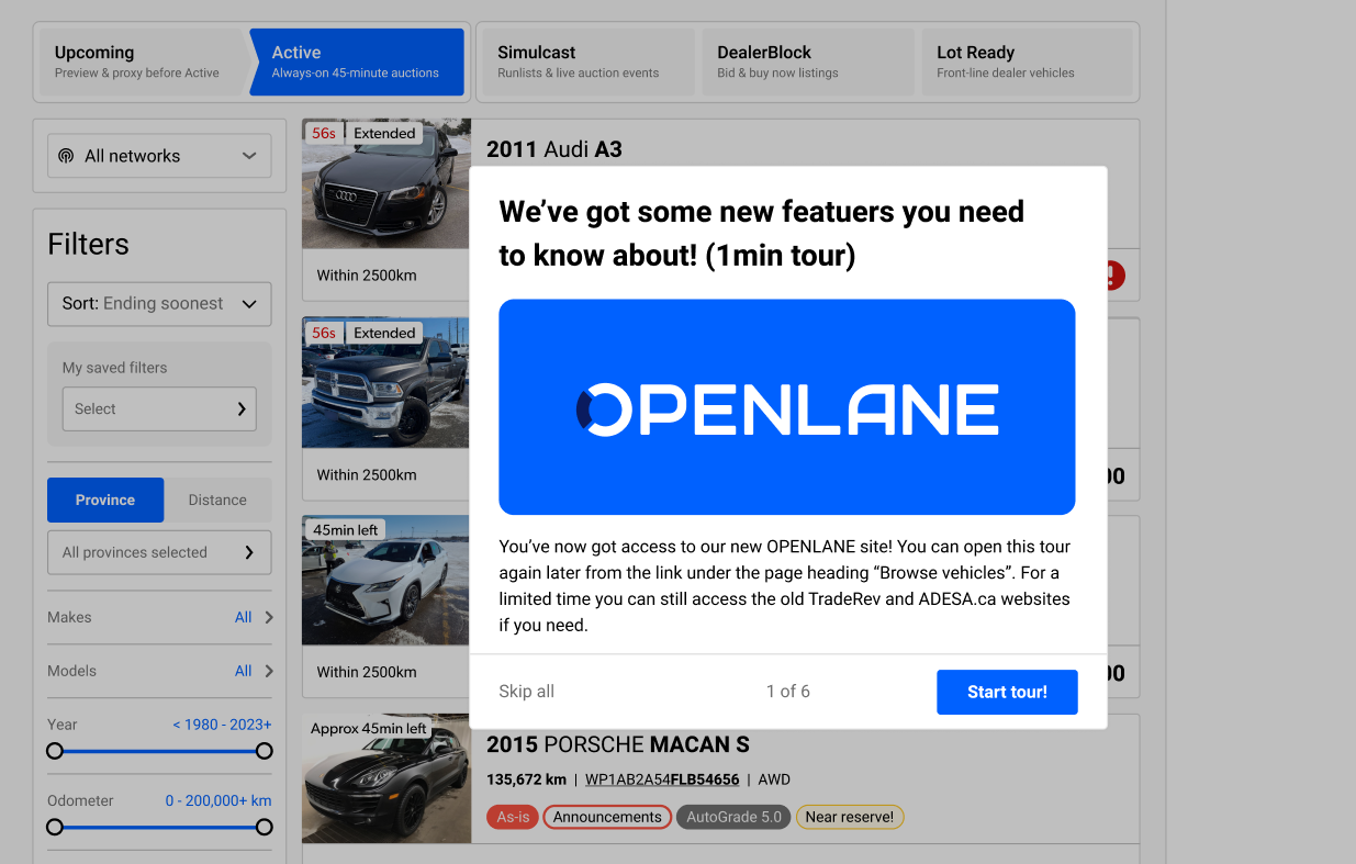 Accessing OPENLANE.ca for the first time